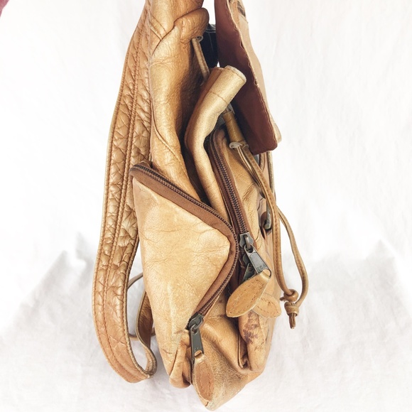 Handmade | Bags | Vintage Worn Weathered Leather Backpack Brass | Poshmark